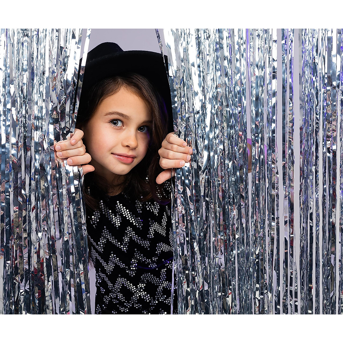 BBPOOL Silver Backdrop for Birthday 2 Pack 3.2ft x 8.2ft Silver Tinsel Streamers Foil Fringe Curtains for Bachelorette Party Decoration Baby Shower Birthday Party Decor