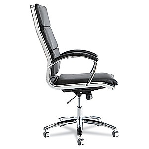 Alera ALENR4119 Neratoli Series High-Back Slim Leather Chair - Black/Chrome