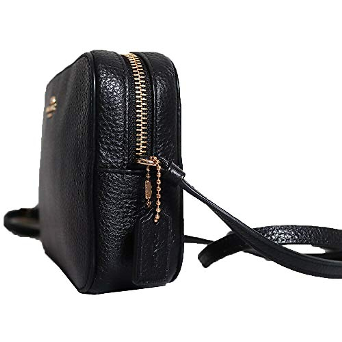 Coach Pebble Leather Mini Camera Crossbody Shoulder Bag, Black
