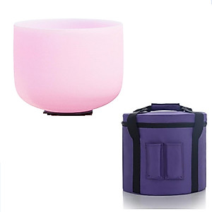 KVKA Pink Color F Note Heart Chakra Quartz Crystal Singing Bowl 8 inch with Carrying Case for healing sound Yoga