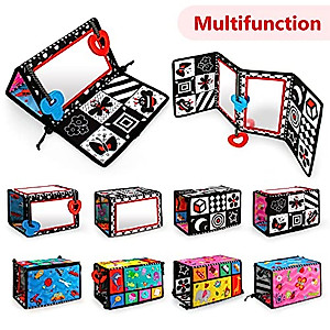teytoy Baby Toys 0-6 Months Tummy Time Mirror, Foldable Baby Mirror Black and White Tummy Time Toys, Double High Contrast Montessori Sensory Toys for Infant Newborn Baby 0 3 6 9 Months