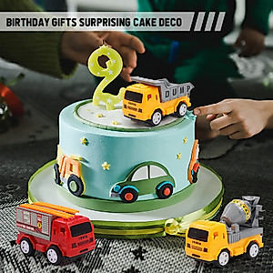 Nuheby Construction Toys for 3 Year Old Boys, Pull Back Cars Toys with Play Mat Excavator Toy Trucks Toddler Toys for Kids Age 4 5 Year Old Boy Birthday Party Cake Toppers Crane Fire Dump Gifts