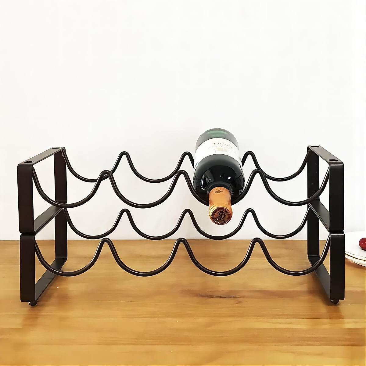 2-Tier Stackable Freestanding Wine Rack,Standing Bottles Holder Organizer,Wine Storage Shelf,Tabletop Stackable Wine Rack,Perfect for Bar,Wine Cellar,Basement,Cabinet,Pantry, etc,Hold 8 Bottles,Bronze