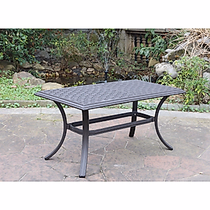 Florence 21x42 Inch Outdoor Standard Coffee Table: All-Weather, Rust-Resistant, Aluminum Rectangular Coffee Table for Patio, Deck, Backyard, Garden, and Poolside (Espresso Brown)