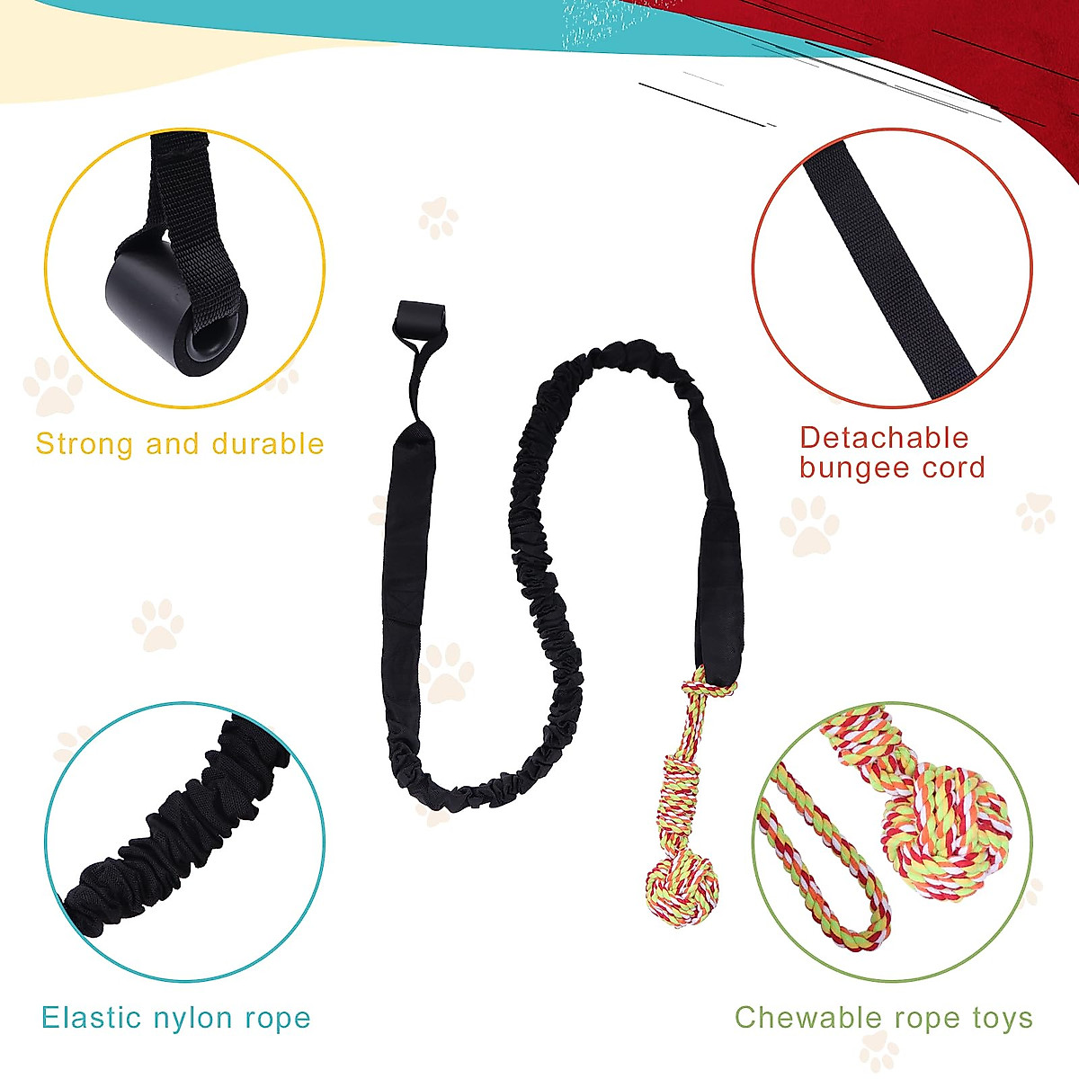 LovelyPaws Spring Pole Dog Rope Toys, Dog Interactive Hanging Tree Tug Toy Indoor and Outdoor with 3 Chew Toys for Dogs