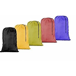 Large 30 X 40 Inch Heavy Duty Nylon Laundry Bag with Drawstring Slip Lock Closure, SET OF 12!!! Assorted Colors and Designs