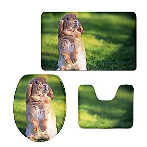 DIY Custom Bathroom 3 Piece Set Non Slip Toilet Pattern Toilet Seat Cover 3 Piece Set Bath Mat Bathroom Carpet，Bath Mat Sets 3 Piece Machine Washable