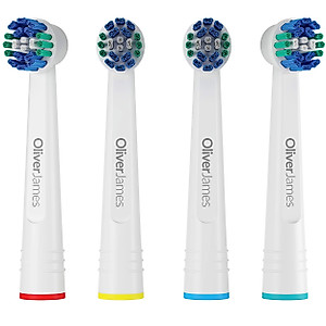 Replacement Toothbrush Heads for Oral B by Oliver James, 12 Pack Regular Heads with Travel Caps, Precision Clean Refill Compatible with Oral B Pro1000 Pro3000 Pro5000 Pro7000