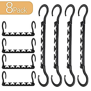 Space Saving Hangers, 8 Pack Black Heavy Duty Plastic Closet Hangers Space Saving, Hanger Organizer for Closet Organizers and Storage, Collapsible Magic Hangers Space Saver (Black)