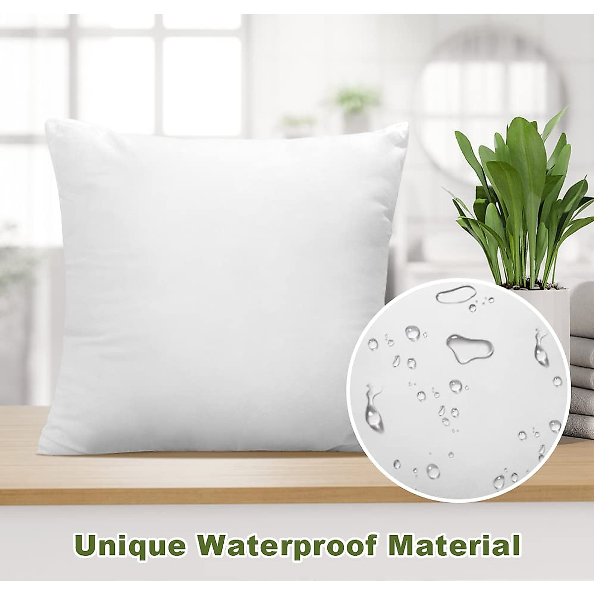 Thmyo Pack of 4 Outdoor Pillow Inserts,Water Resistant Square Decorative Throw Pillows Couch Sham Cushion Stuffer for Bed Living Room Garden Patio Bench (18x18 inch/ 45x45cm)