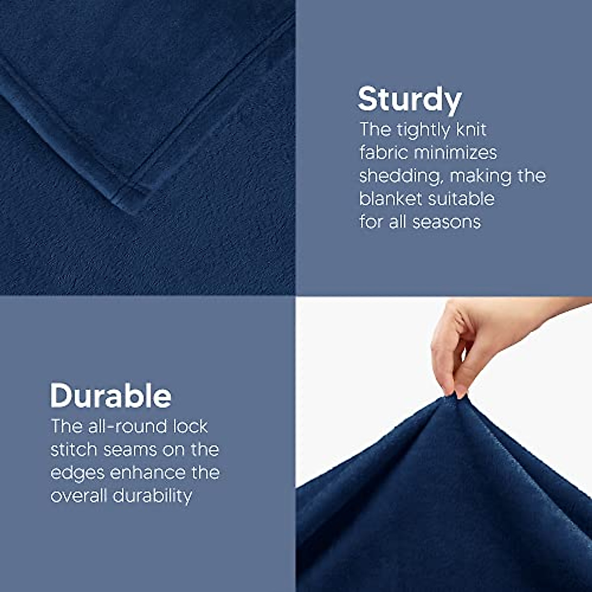 Utopia Bedding Fleece Blanket King Size Navy 300GSM Luxury Bed Blanket Anti-Static Fuzzy Soft Blanket Microfiber (90x102 Inches)