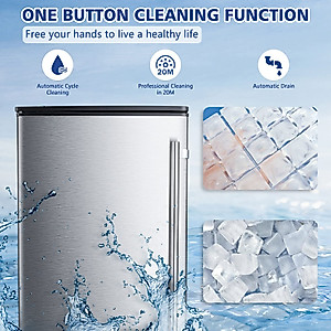 Commercial Ice Maker Machine,Under Counter Ice Machine with 80 Lbs/Day,Stainless Steel Under Counter Freestanding Commercial Clear Cube Ice Maker for Bar,Kitchen,Party