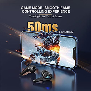 Bluetooth Earbuds, 50ms Low Latency Gaming Wireless Earbuds, QTREE 5.2 Version,Noise Cancelling, 36H Playing Time, IPX5 Waterproof Deep Bass Music Mode for iPhone and Android