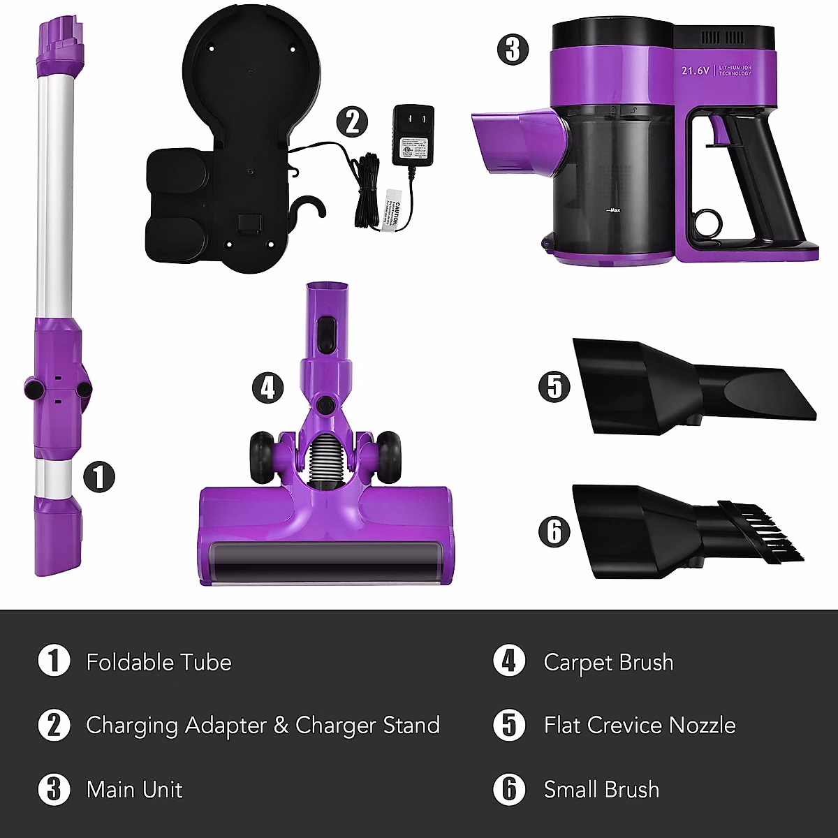 COSTWAY Cordless Vacuum Cleaner, 3-in-1 Handheld Stick Vacuum with 45-Minute Runtime & 2000mAh Rechargeable Battery, Wall-Mounted Lightweight Vacuum for Car, Pet Hair, Hard Floor & Carpet (Purple)