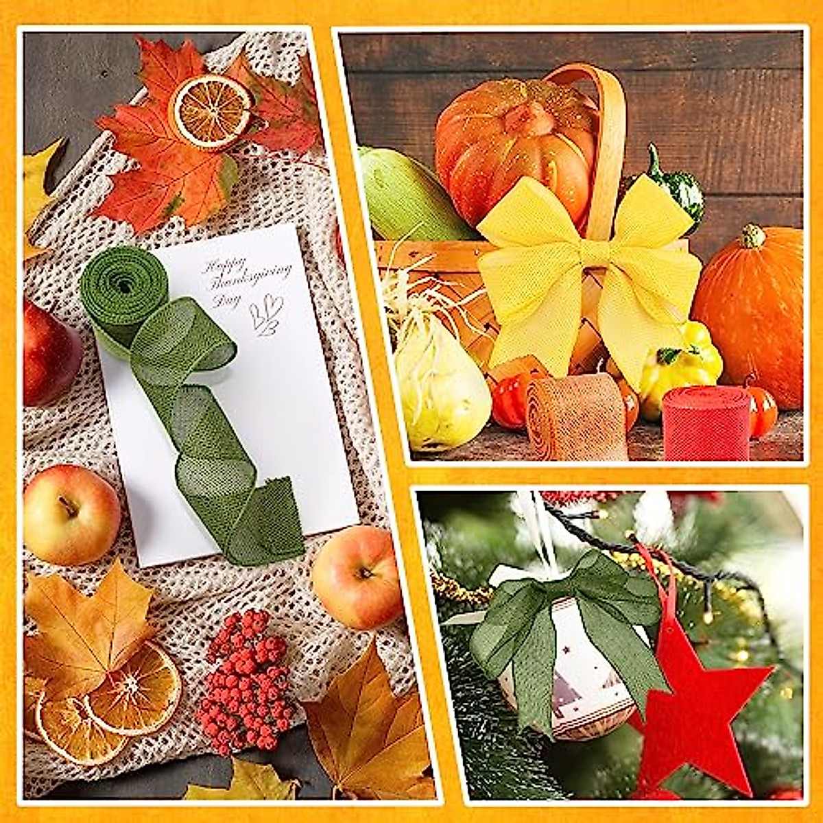 Mlurcu Fall Ribbon Burlap Wired Ribbon 2 Inch Wide Thick Solid Fabric Wire Edge Ribbon 6 Rolls 30 Yards Autumn Ribbon for Crafts Wreaths Bows Making Thanksgiving Christmas Wedding Outdoor Decorations