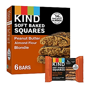 KIND Soft Baked Squares, Peanut Butter Almond Flour Blondie, 6 count