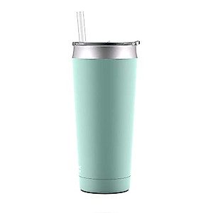 Ello Beacon Vacuum Insulated Stainless Steel Tumbler with Slider Lid and Optional Straw, 24 oz, Yucca
