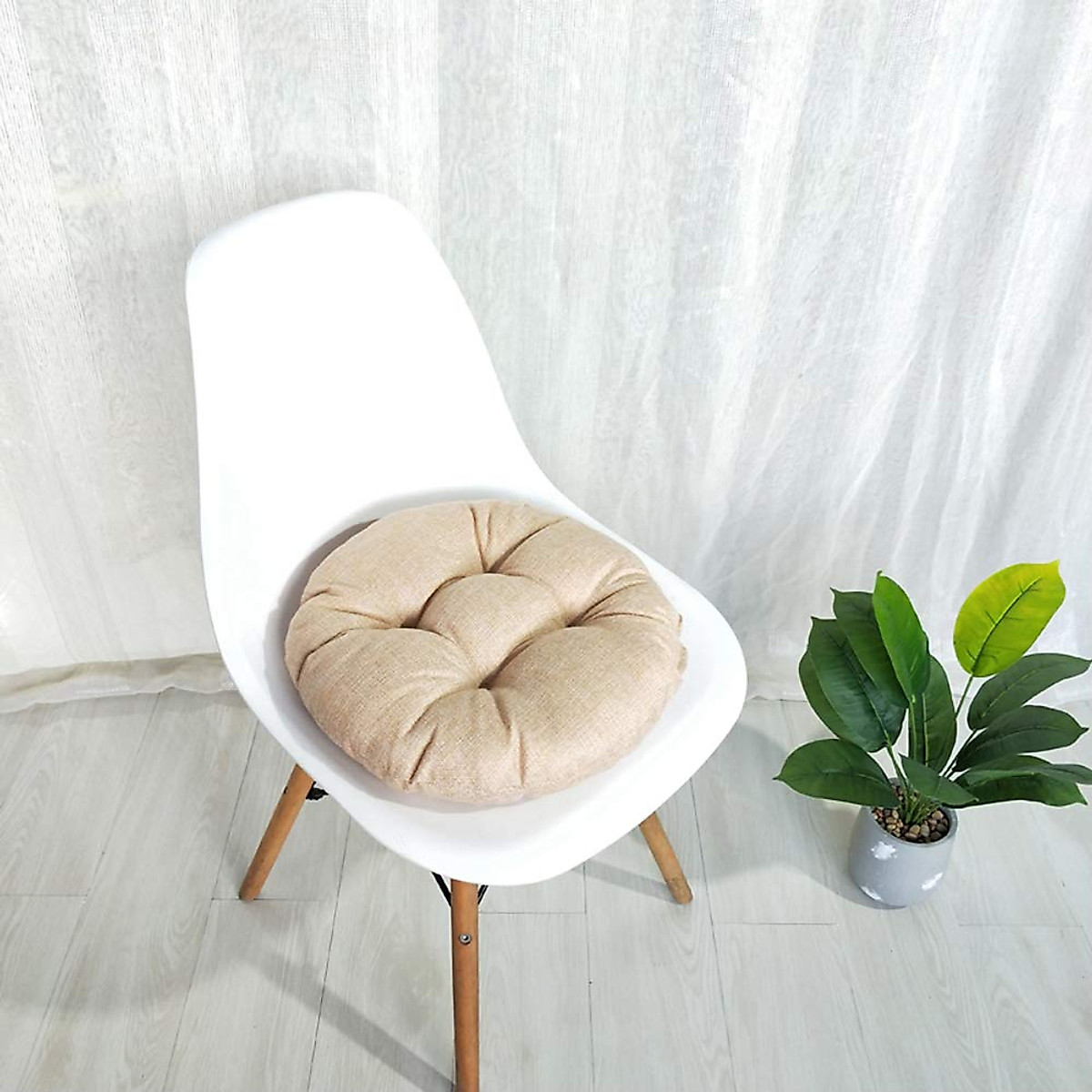 vctops 18" Round Bar Stool Cushion, Linen Fabric and Thick Padding, Comfortable Sitting for Round Wooden/Metal Stools Yama