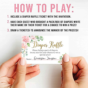 25 Floral Sweet Baby Shower Invitations, 25 Book Request Baby Shower Guest Book Alternative, 25 Baby Shower Diaper Raffle Tickets For Baby Shower Girl, Watercolor Blank Card, Diaper Raffle Cards