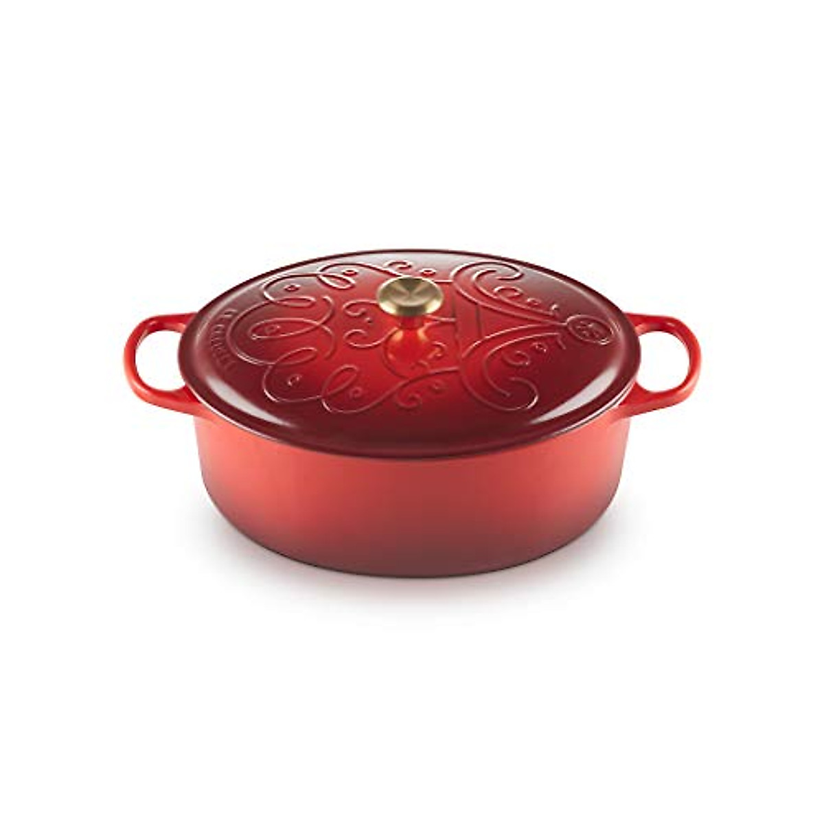 Le Creuset Enameled Cast Iron Noel Collection Signature Oval Dutch Oven, 6.75 qt., Applique w/Gold Knob