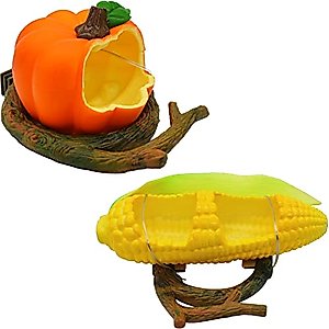 WAYUTO 2Pcs Bird Feeding Dish Cups Fruit Shaped Parrot Food Bowl Snap Holder Simulation Branch Stand Birds Cage Treats Seed Dispenser for Small & Young Birds Parakeet Conure Cockatiels Chinchilla