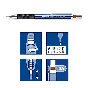 Staedtler Mars micro Precision Retractable Mechanical Pencil for Writing, Drawing, Engineering Drafting, 0.5mm Lead, 775 05