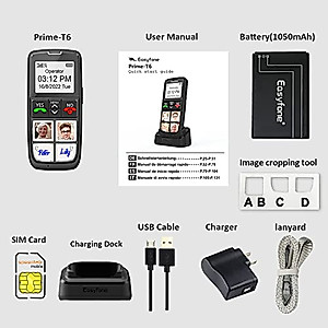 Easyfone T6 4G Easiest-to-Use Picture Button Cell Phone for Seniors | SOS Button | Clear Sound | Easy Charging Dock | SIM Card & Flexible Plans | Suitable for Elderly, Dementia, Alzheimer's and Kids