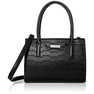 Nautica womens Sandy Jr. Top Handel With Removable Crossbody Strap Satchel Bag, Black( Embossed Logo), One Size US