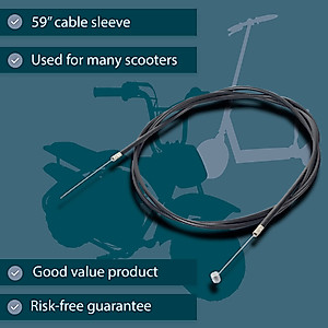 AlveyTech 59" Brake Cable with Sleeve - Replacement fits Motovox MBX10, MBX11, 79cc Mini Gas Bikes, Electric Scooter, ATV, Go-Kart, Front Adult Bike Accessories, Mountain/Road Bicycle, Universal Wire