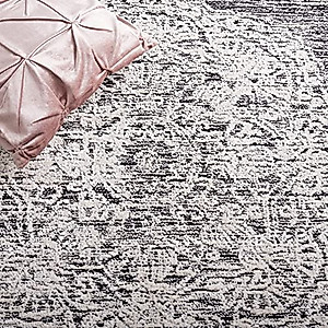 Safavieh Precious Collection Accent Rug - 3' x 5', Black & Ivory, Handmade Wool & Bamboo Silk, Ideal for High Traffic Areas in Entryway, Living Room, Bedroom (PRE303Z)