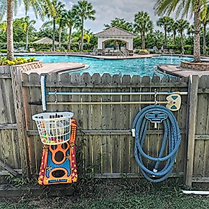 katikies Pool Pole Hanger Aluminium Holder Set, Ideal Equipment Hooks for Telescopic Poles, Skimmers, Leaf Rakes, Nets, Brushes, Vacuum Hose, Garden Tools and Swimming Pool Accessories (4-pcs)