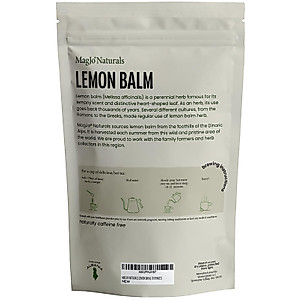 MagJo Naturals Lemon Balm Tea, Bulk Herbal Tea, Loose Leaf Melissa Officinalis, Caffeine Free, Cut and Sifted, 1 pound (16 ounces) (1 pack)