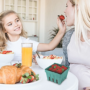 MT Products Green Berry Basket 1 Pint - Molded Pulp Fiber Vented Produce Basket (Pack of 15) - Made in the USA