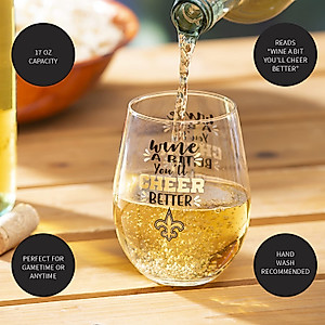 Team Sports America New Orleans Saints, 17oz Boxed Stemless WIne Glass
