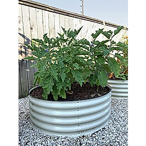 Vego garden 17" Tall 42" Round Raised Garden Bed Metal Raised Bed Planter Box for Vegetables Flowers Patio, Pearl White