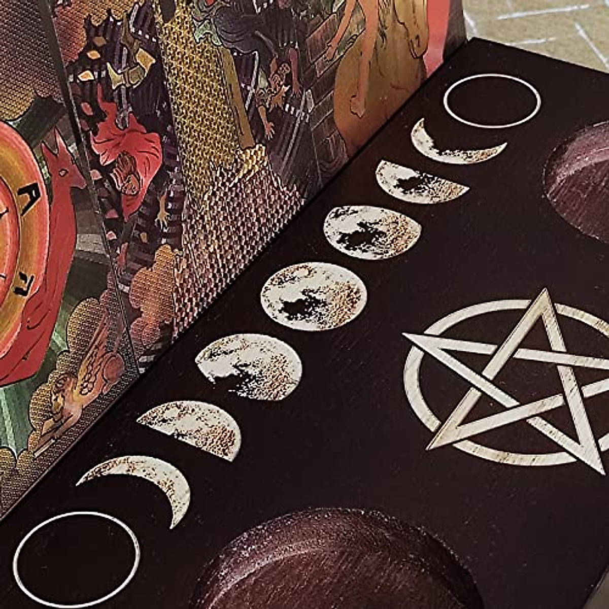 Tarot Card Holder Stand for the 3-Card Reading Tarot Card Stand Display Daily Oracle Card Stand Altar & Witchcraft Supplies Moon Phase Altar Decor Witchy Gifts for Tarot Lovers Tarot Beginners.