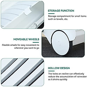 YITAHOME Outdoor Folding Chaise Lounge Chair with 6 Adjustable Backrests, Foldable Poolside Lounger with Wheels, Plastic Recliner for Patio, Beach,Easy Assembly, Lightweight, Waterproof, White (1)