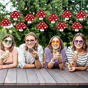 10PCS Mushroom Honeycomb Balls Decorations Centerpieces for Tables Mushroom Shaped Hanging Ceiling Sign Party Supplies for Jungle Wonderland Christmas Birthday Baby Shower Bridal Shower Party Favor