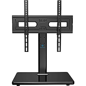 PERLESMITH Universal Swivel TV Stand-Table Top TV Stand for 32-60 inch TV-Height Adjustable TV Base with Heavy-Duty Tempered Glass Base, VESA 400x400mm up to 88lbs, PSTVS17