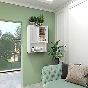 OONNEE White Bathroom Cabinet Wall Mounted Wooden Medicine Cabinets Above Toilet, Over Toilet Storage Cabinet, 23x29 Inch Hanging Bathroom Wall Cabinet with 2 Doors & Adjustable Shelf, Soft Hinge