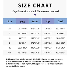 Kepblom Women's Turtleneck Mock Neck Leotard Sleeveless Spandex Bodysuit for Ballet Dance
