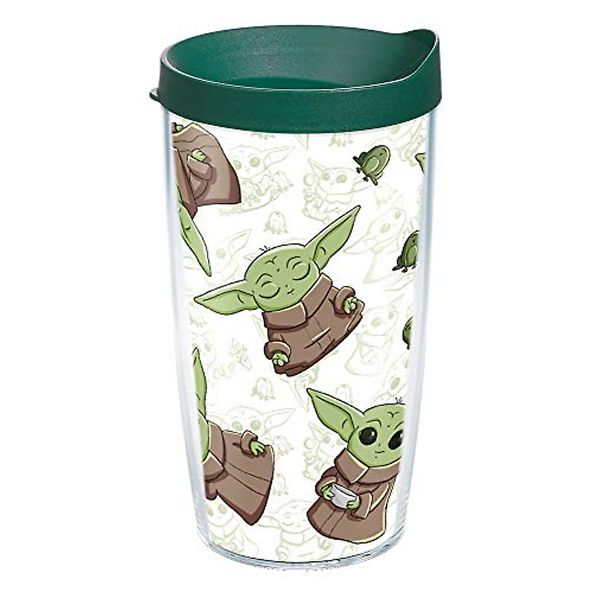 Tervis Made in USA Double Walled Star Wars - The Mandalorian Child Playing Insulated Tumbler Cup Keeps Drinks Cold & Hot, 16oz, Clear