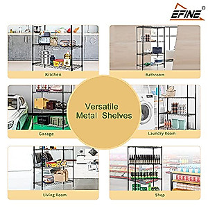 EFINE 2-Pack 4-Shelf Shelving Unit, Adjustable, Heavy Duty Carbon Steel Wire Shelves, 150lbs Loading Capacity Per Shelf, Shelving Units and Storage for Kitchen and Garage (30Wx14Dx47H)Black,S200-4X2