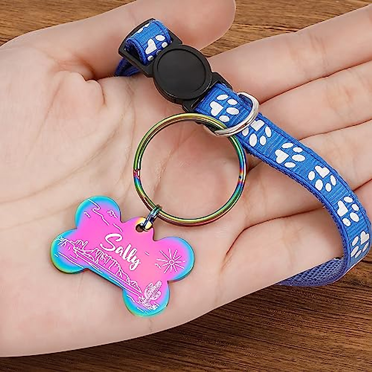 Atdesk Stainless Steel Pet ID Tag, Custom Dog Tag for Pets Engraved Name, Address & Phone Number, Personalized Dog Tags and Cat Tags, Dog ID Tag for Dogs, Dog Bone Tag(S Multi)