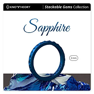 Knot Theory Sapphire Blue Thin Stackable Silicone Ring - 2mm Slim Wedding Band Size 6