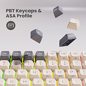 ROYALAXE L75 Wireless Mechanical Keyboard, Hot-swappable Wired/Bluetooth 5.0/2.4G Wireless Keyboard with RGB Backlit for Windows & Mac, PBT Keycaps, Gateron Yellow Switch Pro, Pebble White
