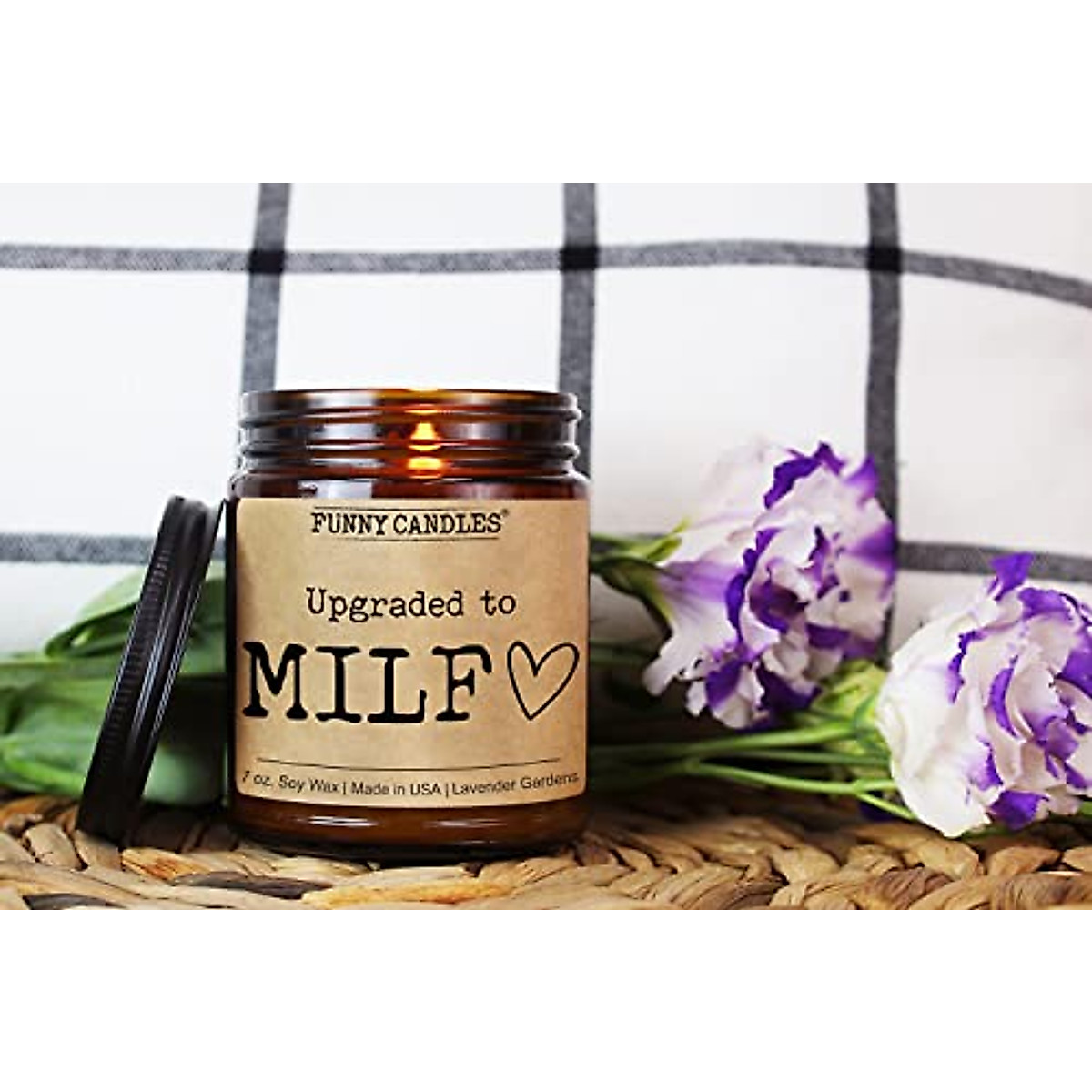 Funny Candles – Milf - Gifts for Mom from Daughter, Son - Funny Mom Birthday Gifts from Daughter, Mom Gifts, Christmas, Birthday Gifts for Mom, Presents for Mom, Lavender Candles, Handcrafted in USA