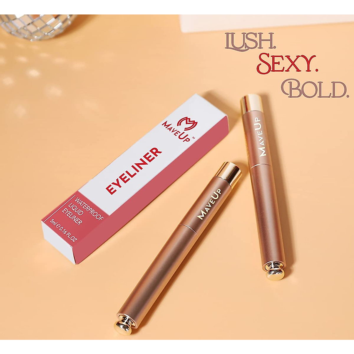 MAVEUP Eyeliner. Make Your Eyes Mesmerizing. Smokey Eyes Vibe. Makes You More Confident. Brilliant Makeup Finish. Satin and Silky Smooth Tip. Classic. Showtime Black.