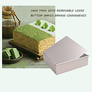 Anodized Aluminum Square Cheesecake Pan Chiffon Cake Mold Baking Mould with Removable Bottom 4 Inch x 4 inch x 2 inch