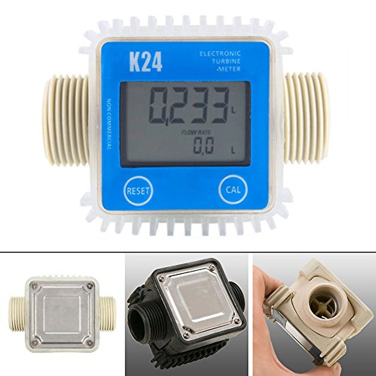 Estink Digital Flow Meter,Professional K24 Turbine Digital Fuel Flow Meter For Chemicals Water